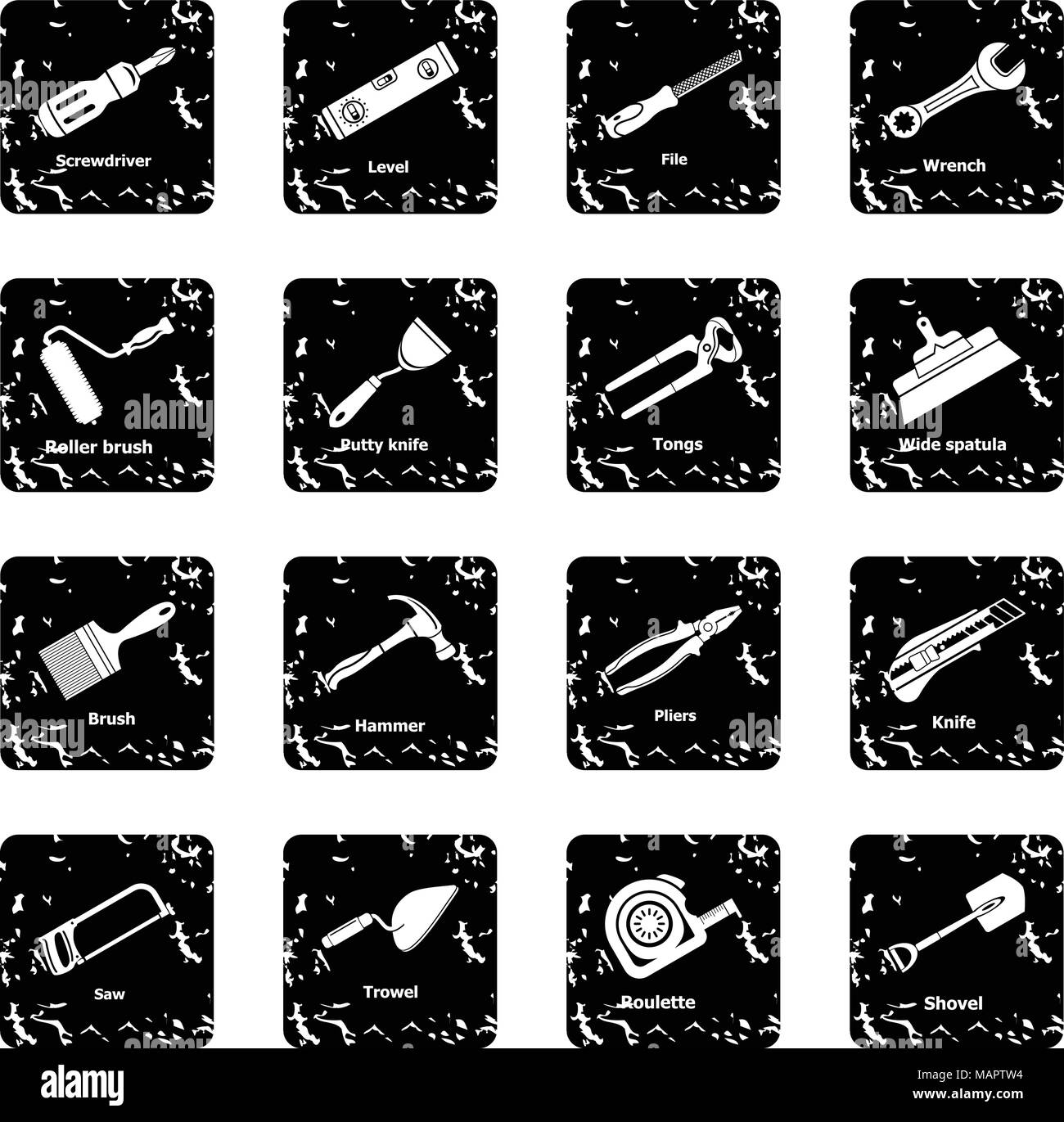Building hand tool icons set grunge vector Stock Vector Image & Art - Alamy