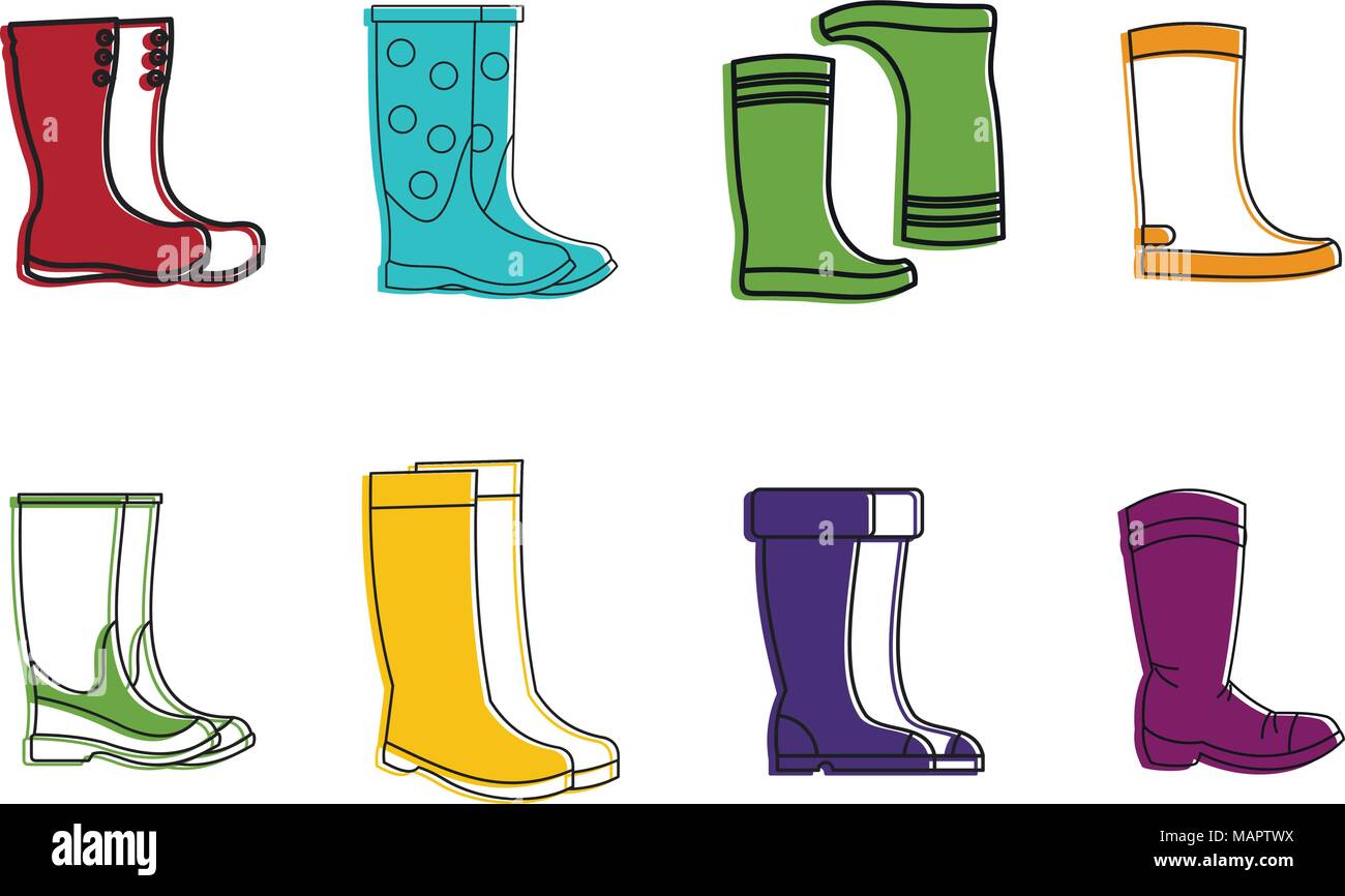 Boots icon set, color outline style Stock Vector Image & Art - Alamy