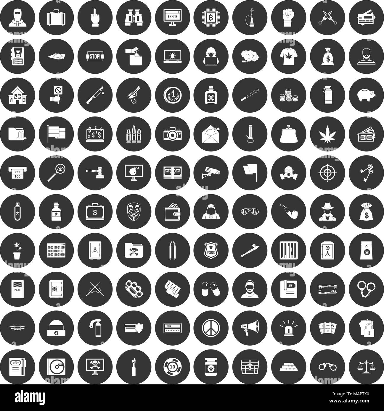 100 criminal offence icons set black circle Stock Vector Image & Art ...
