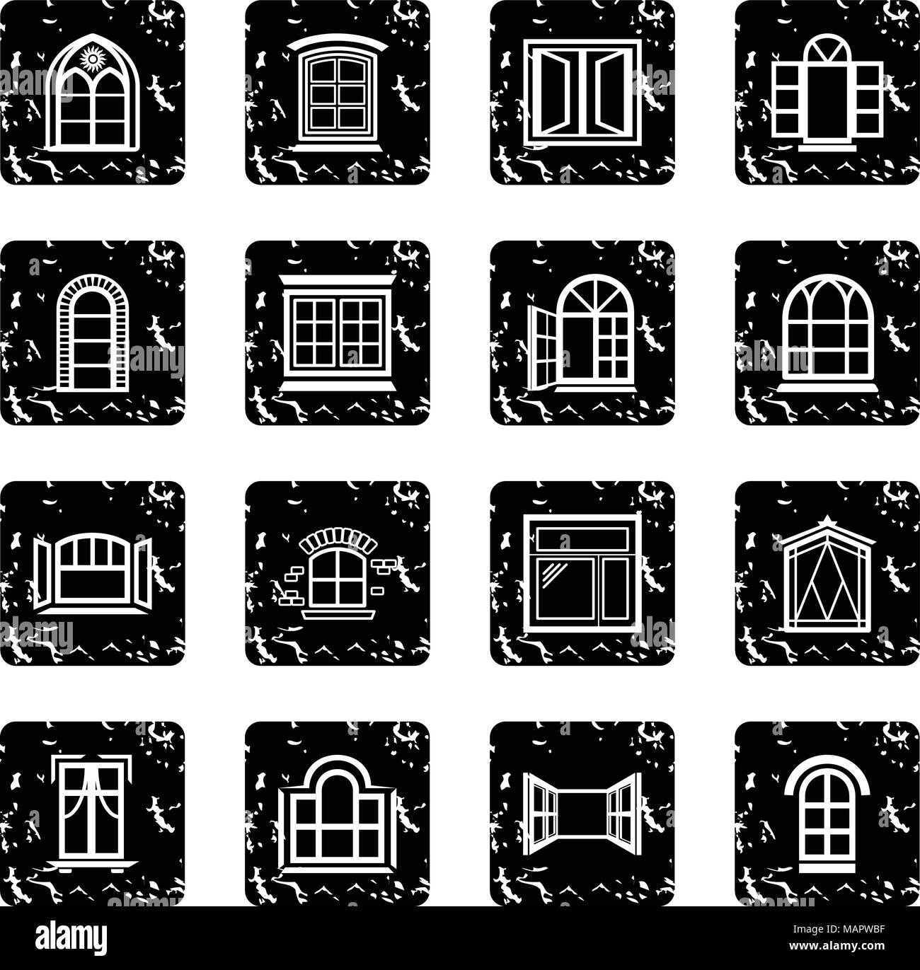 Window design icons set grunge vector Stock Vector Image & Art - Alamy