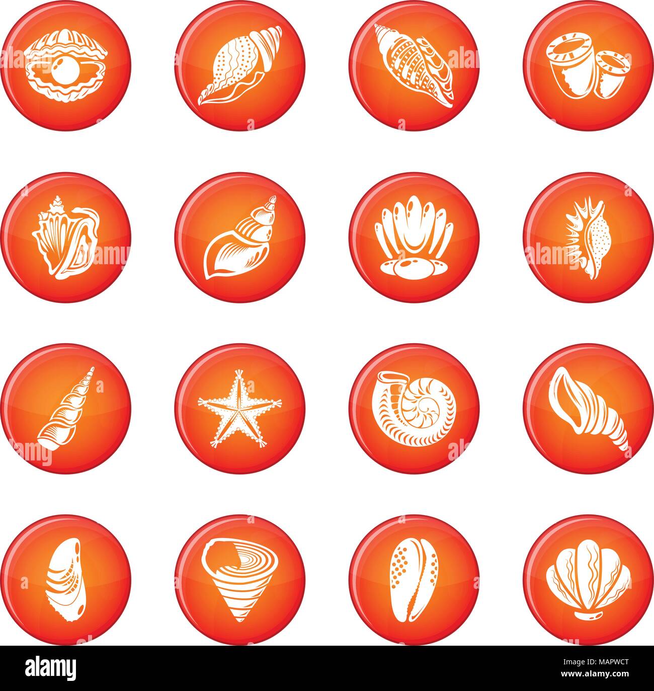 Tropical sea shell icons set red vector Stock Vector Image & Art - Alamy