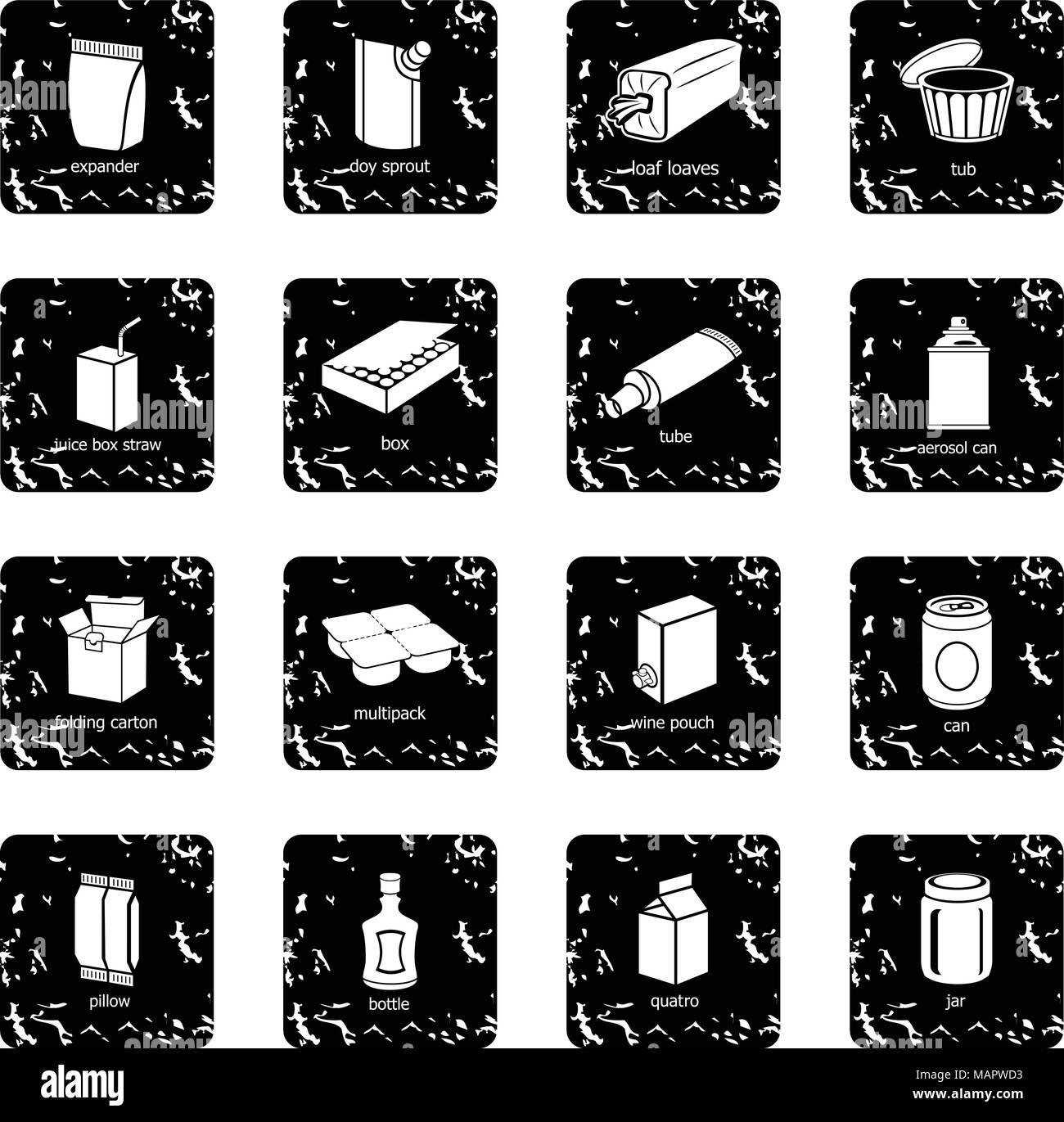 Package types icons set grunge vector Stock Vector Image & Art - Alamy