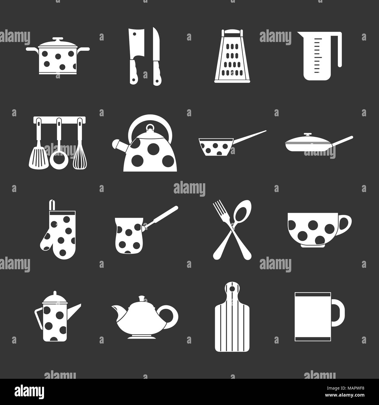 Kitchen tools and utensils icons, simple style Stock Vector Image & Art ...