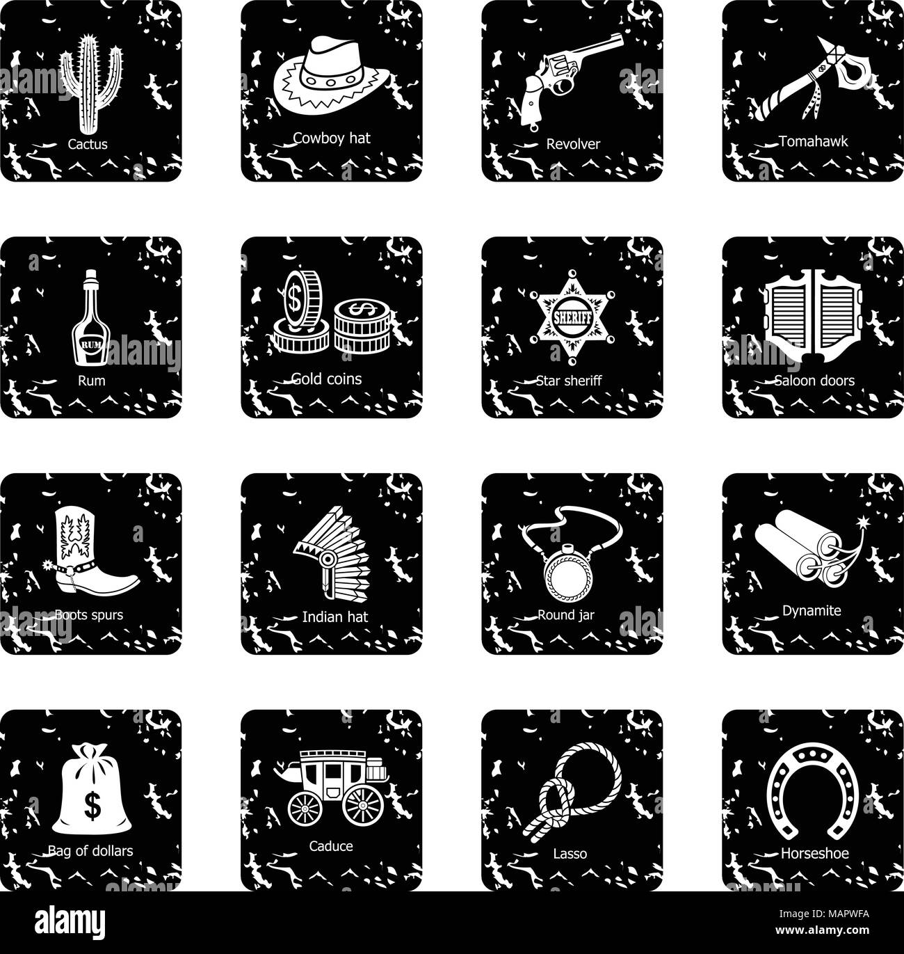 Wild west icons set grunge vector Stock Vector Image & Art - Alamy