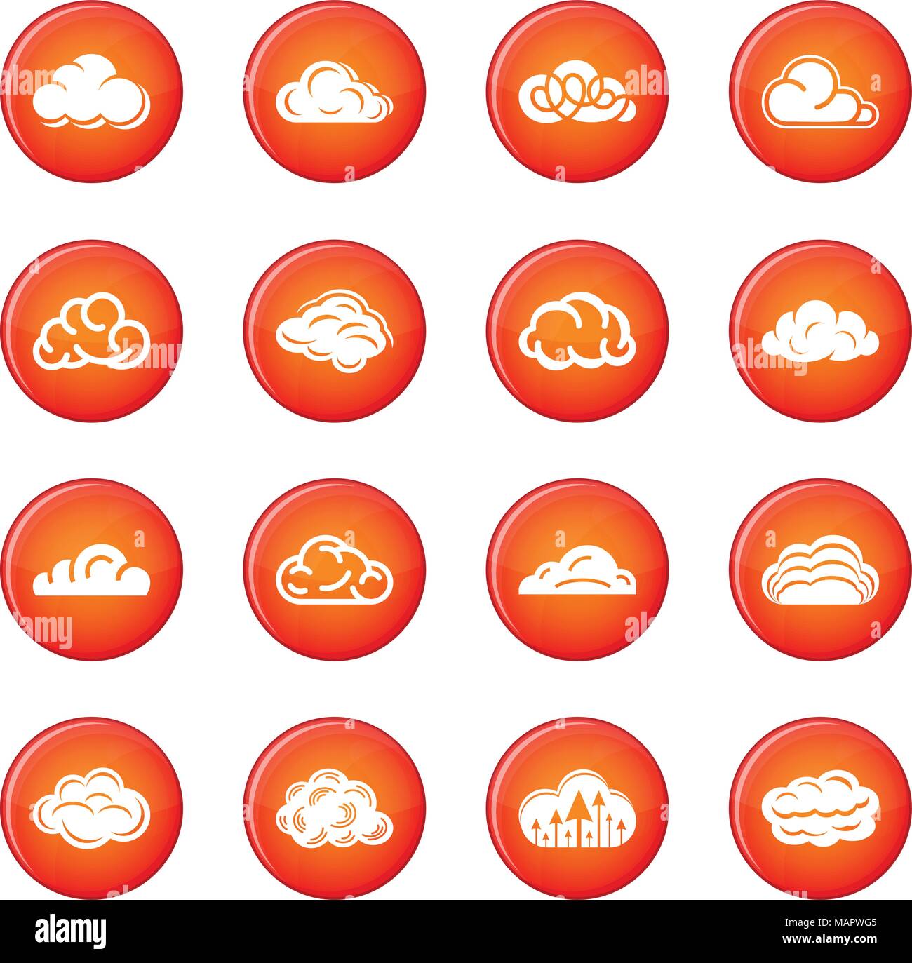 Cloud icons set red vector Stock Vector Image & Art - Alamy