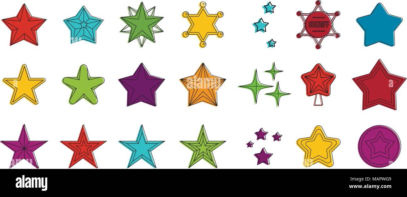Stars icon set, color outline style Stock Vector Image & Art - Alamy
