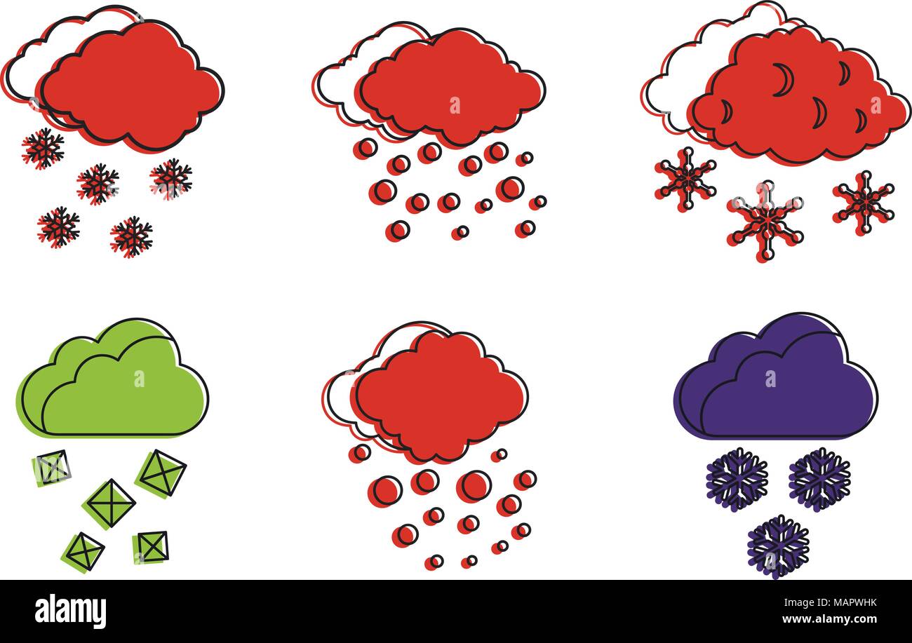 Snow cloud icon set, color outline style Stock Vector Image & Art - Alamy
