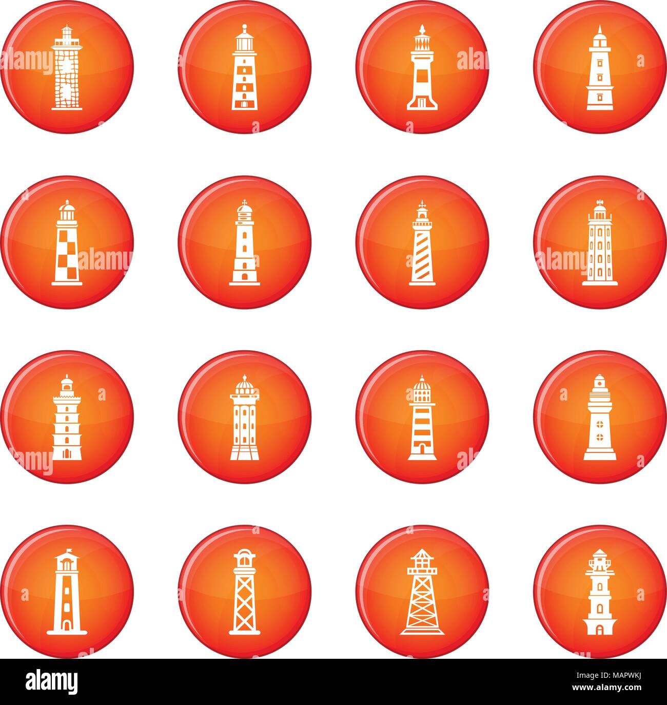 Lighthouse icons set red vector Stock Vector Image & Art - Alamy