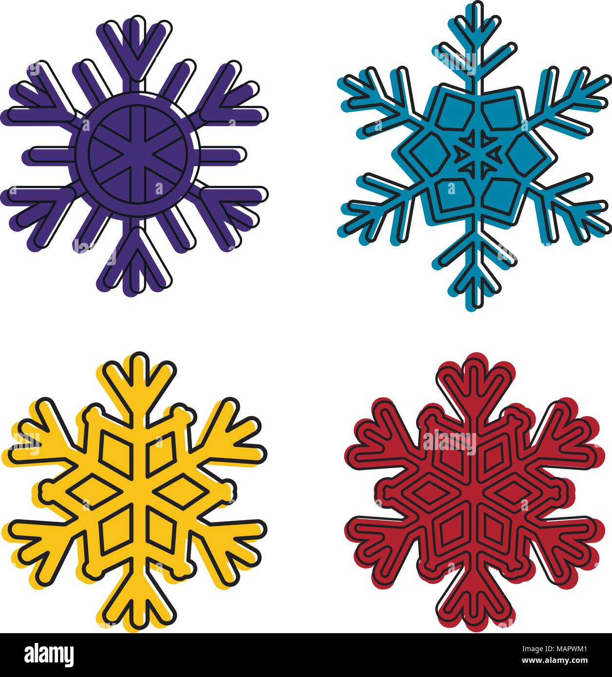 Snowflake icon set, color outline style Stock Vector Image & Art - Alamy