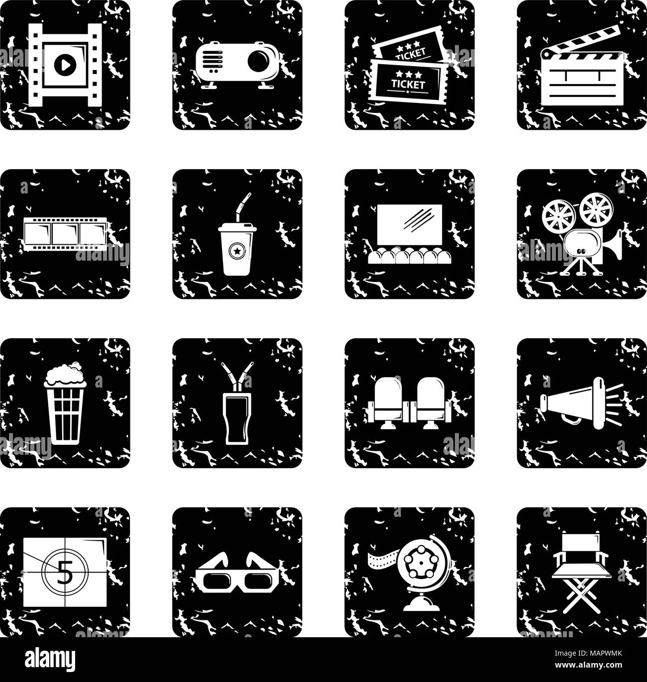 Cinema icons set grunge vector Stock Vector Image & Art - Alamy