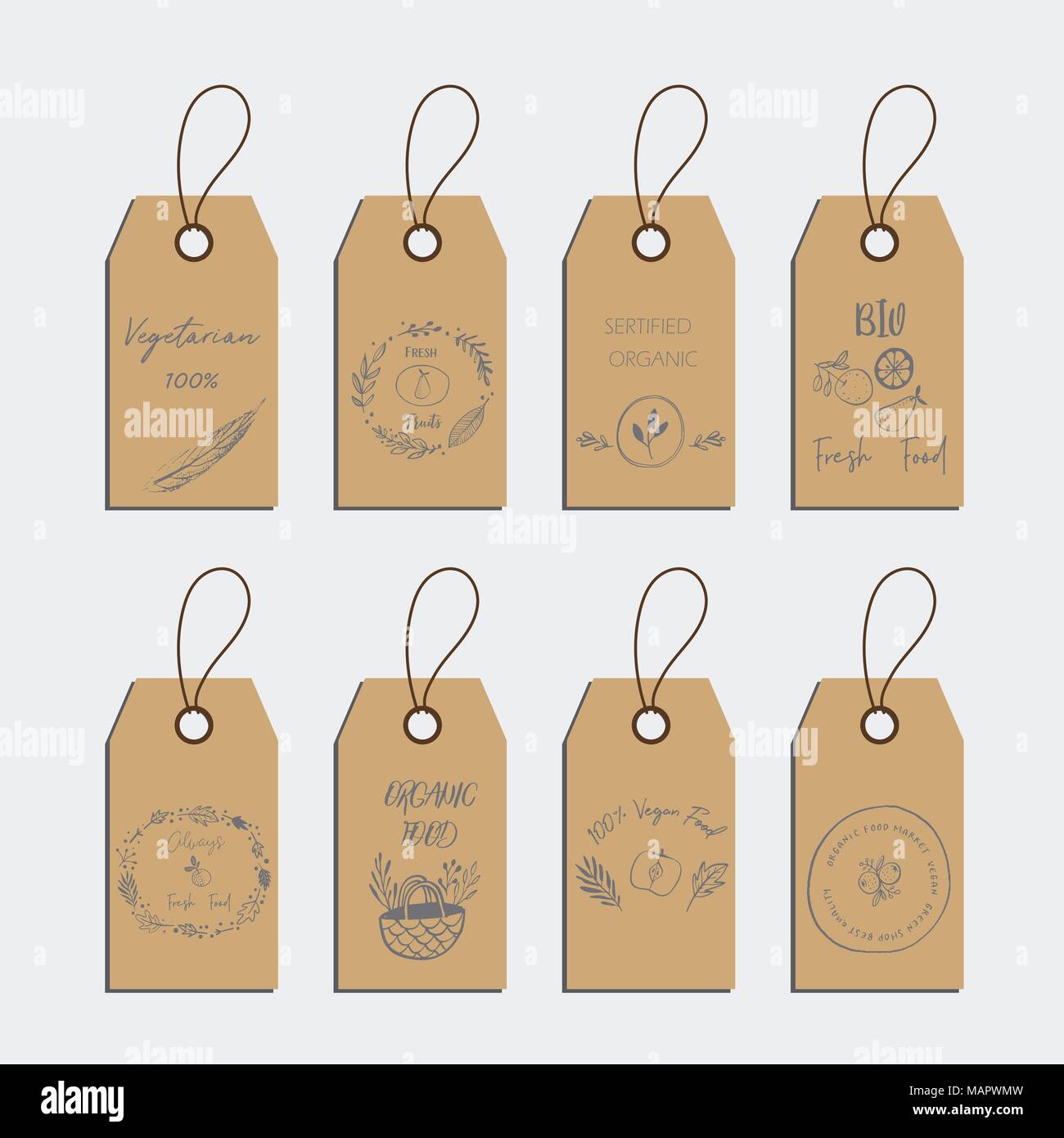 Set of organic food tag and label sticker design elements Stock Vector ...