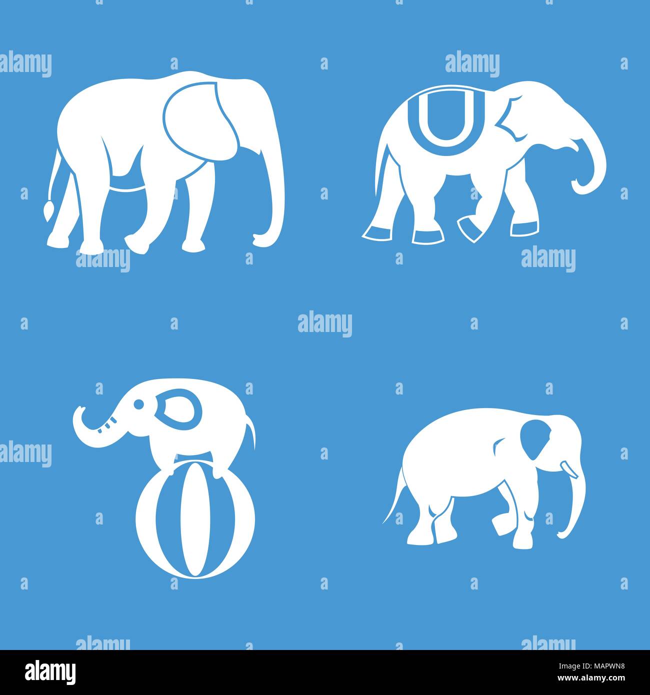 Elephant icon blue set vector Stock Vector Image & Art - Alamy