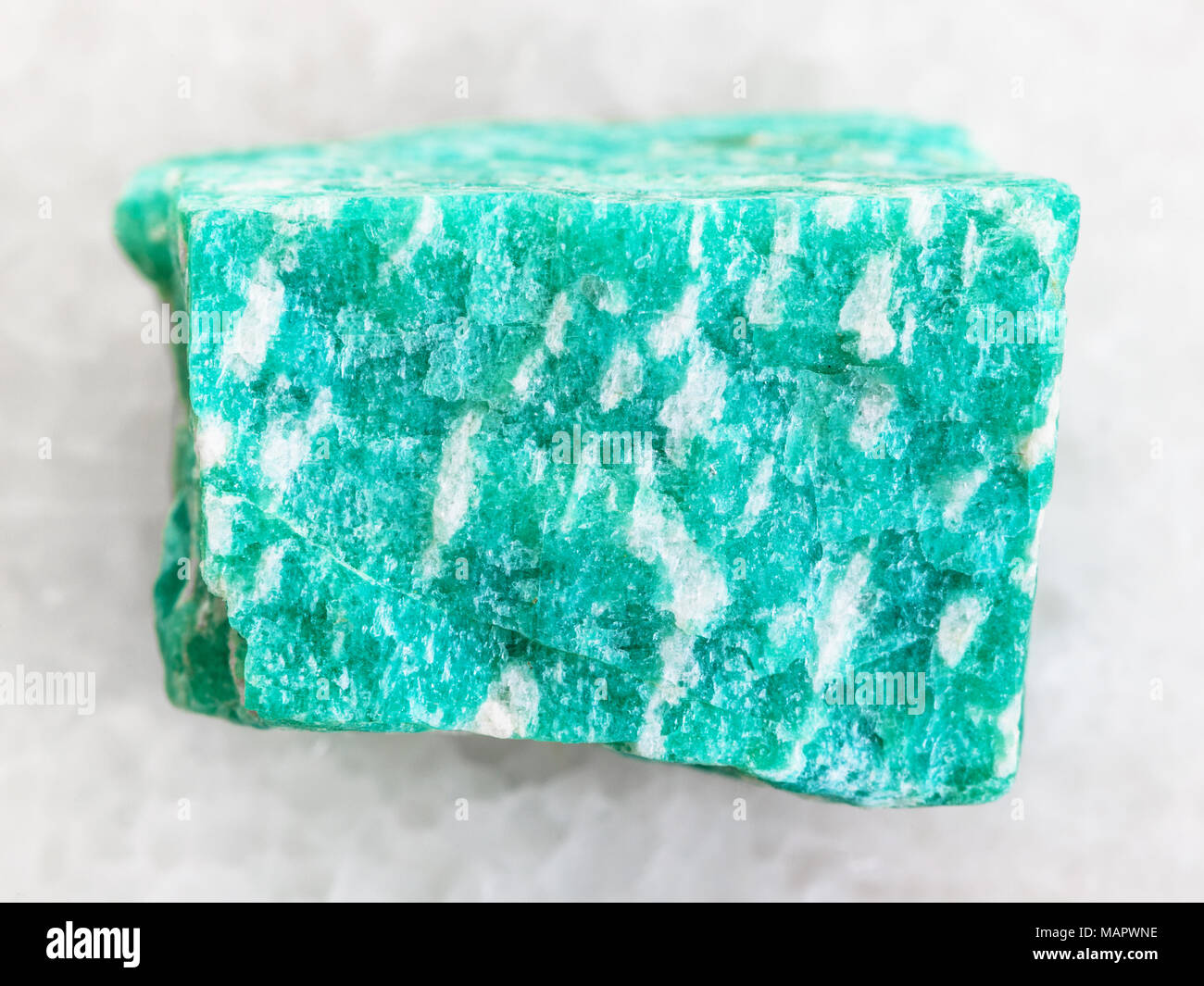 macro shooting of natural mineral rock specimen - rough green amazonite ...