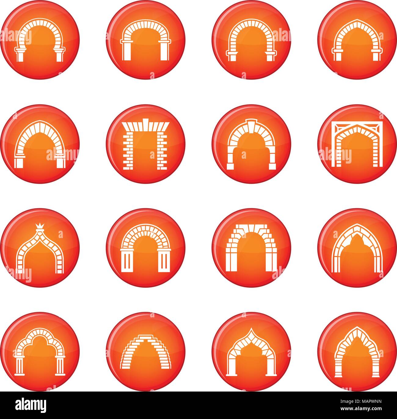 Arch types icons set red vector Stock Vector Image & Art - Alamy