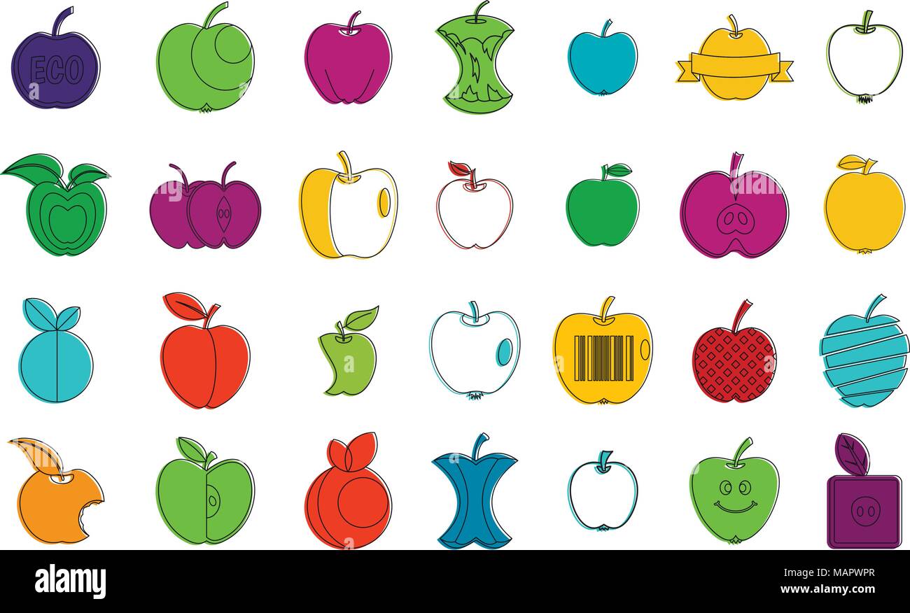 Apple icon set, color outline style Stock Vector Image & Art - Alamy