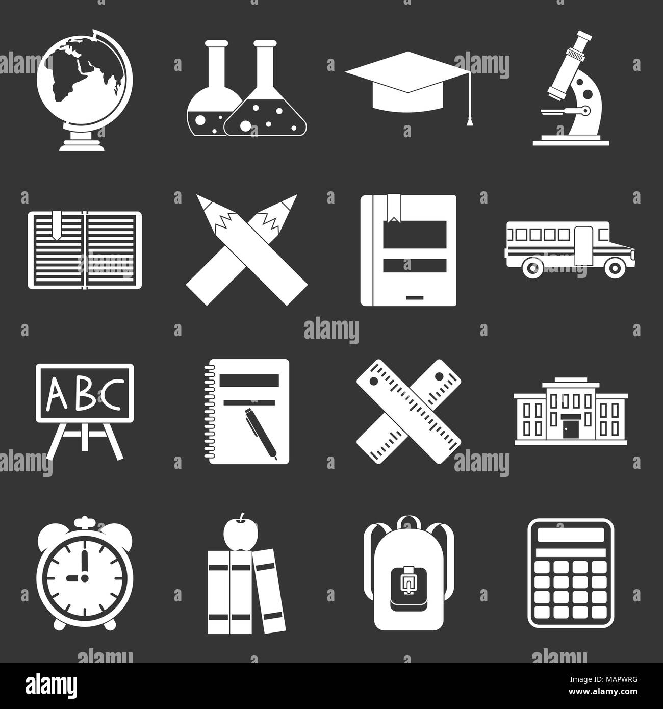 School icons set grey vector Stock Vector Image & Art - Alamy