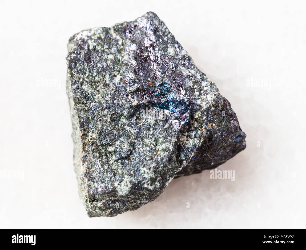 macro shooting of natural mineral rock specimen - raw bornite stone on ...