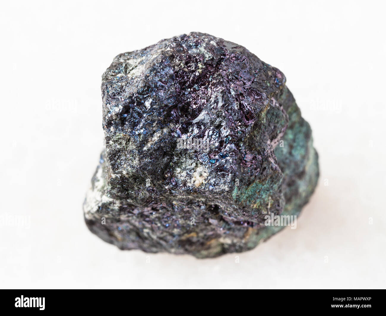 macro shooting of natural mineral rock specimen - pebble of bornite ...