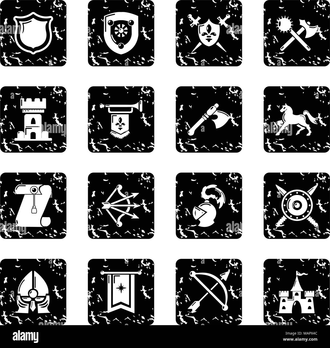 Knight Medieval Icons Set Grunge Vector Stock Vector Image And Art Alamy