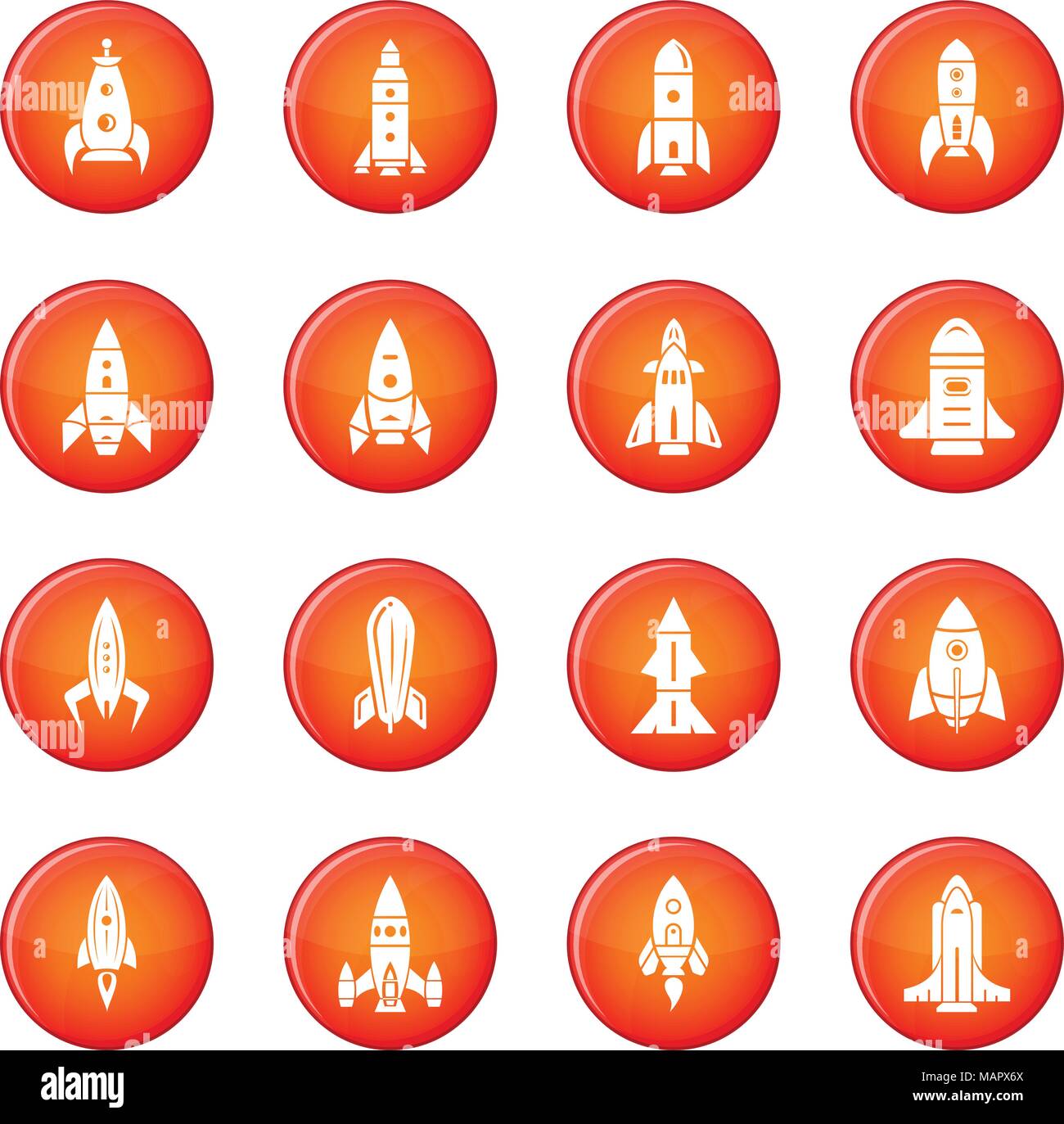 Rocket icons set red vector Stock Vector Image & Art - Alamy