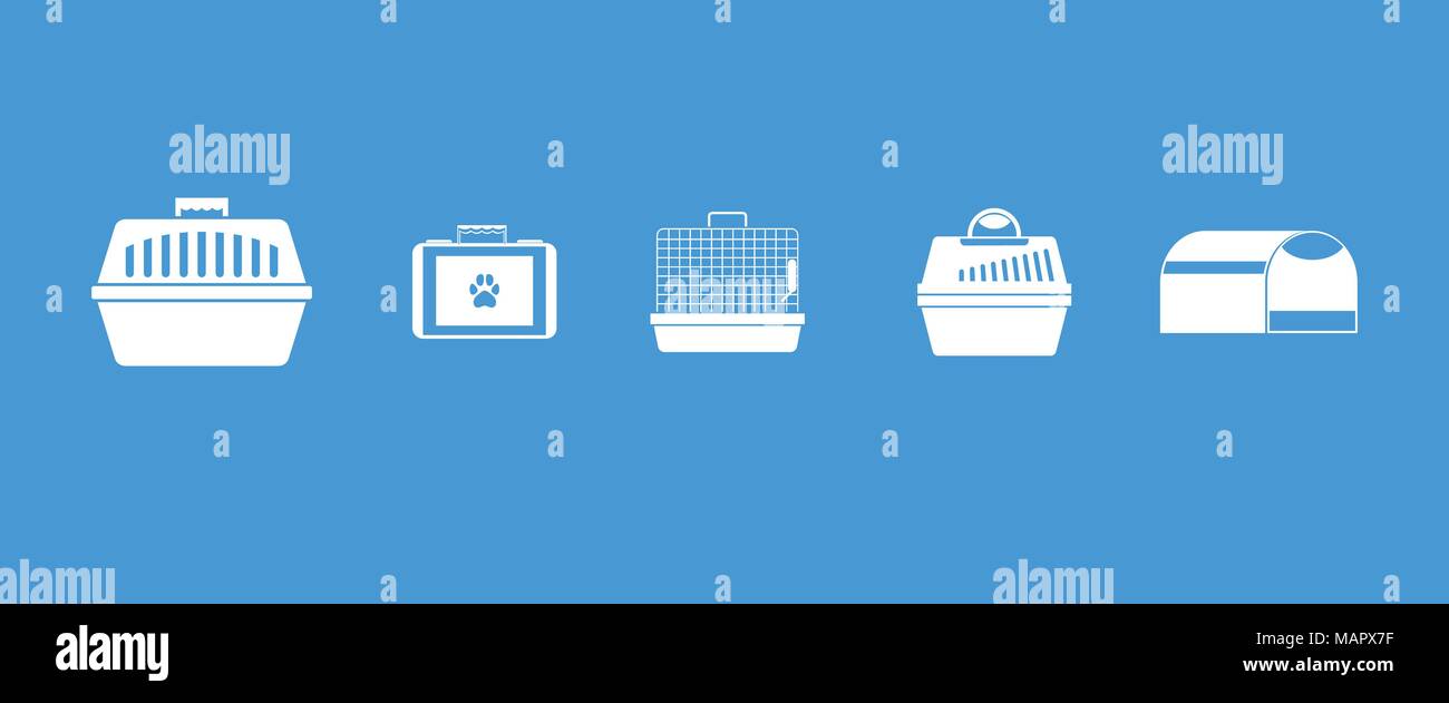 Pet cage icon blue set vector Stock Vector Image & Art - Alamy