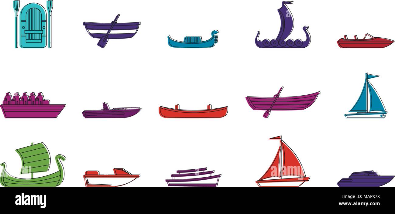 Boat icon set, color outline style Stock Vector Image & Art - Alamy