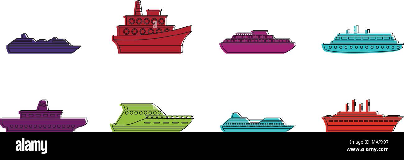 Cruiser icon set, color outline style Stock Vector Image & Art - Alamy