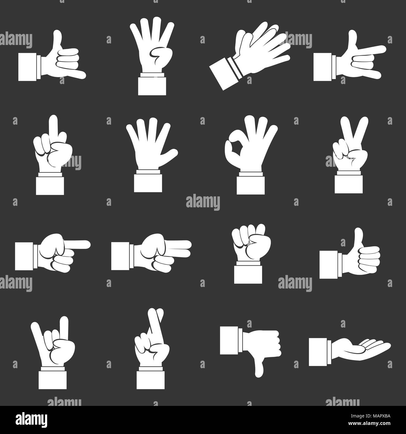 Hand gesture icons set grey vector Stock Vector Image & Art - Alamy