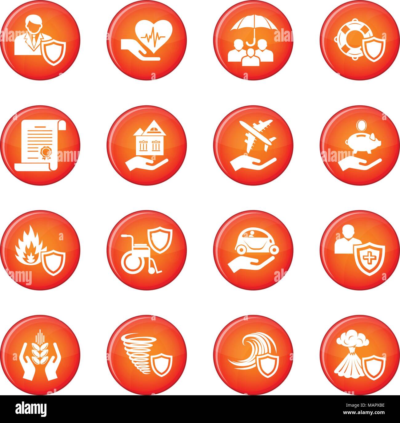 Insurance icons set red vector Stock Vector Image & Art - Alamy