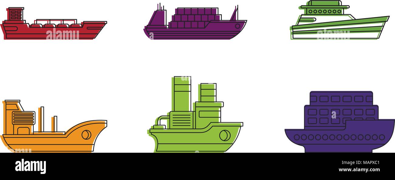 Load ship icon set, color outline style Stock Vector Image & Art - Alamy