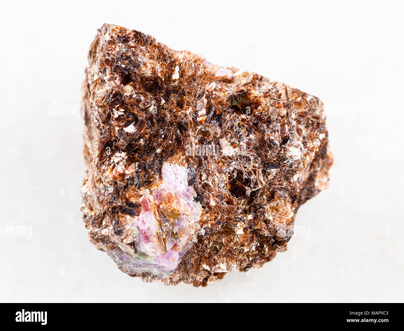 macro shooting of natural mineral rock specimen - raw Phlogopite stone ...