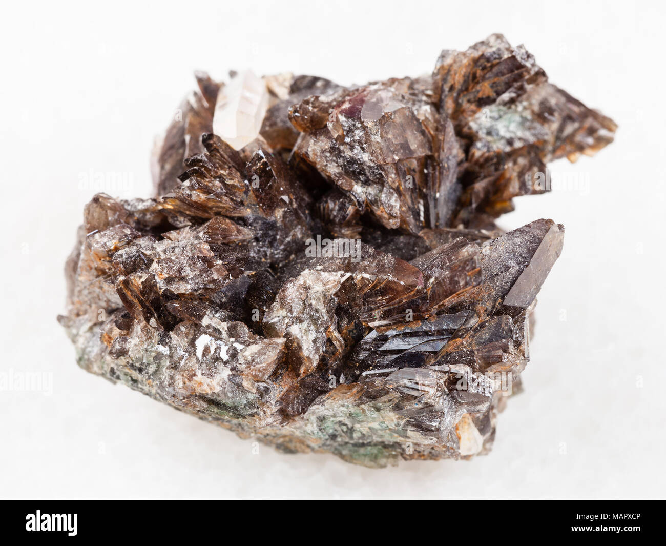 macro shooting of natural mineral rock specimen - rough crystals of ...