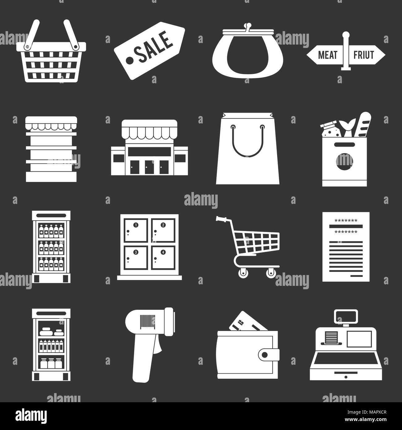 Supermarket icons set grey vector Stock Vector Image & Art - Alamy