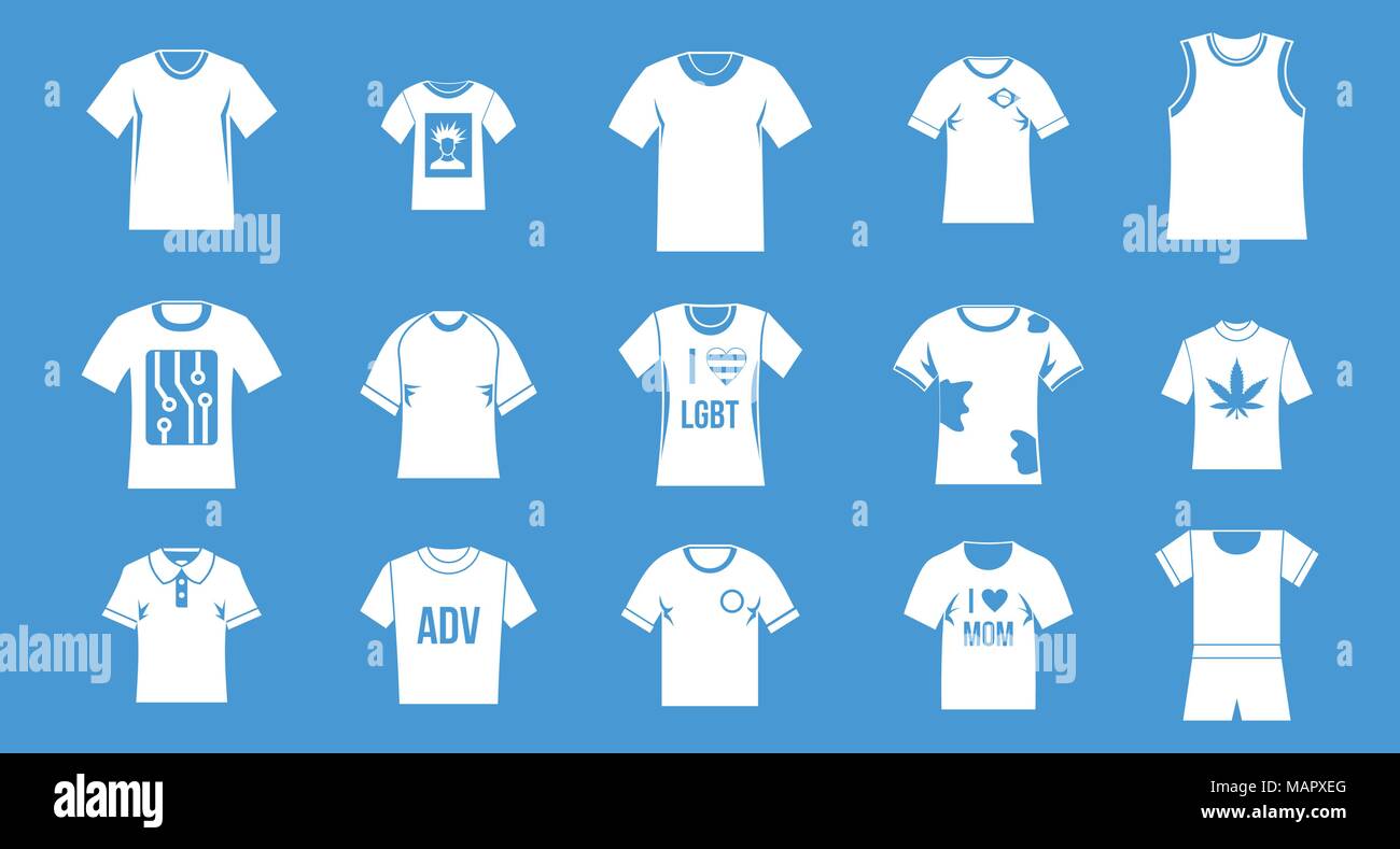 Tshirt icon blue set vector Stock Vector Image & Art - Alamy