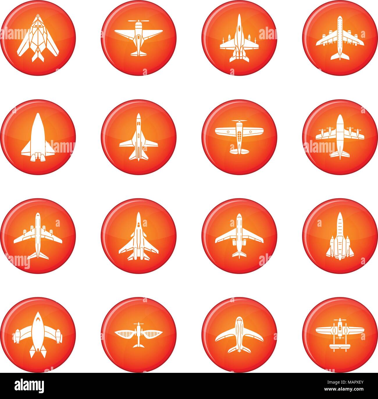 Airplane top view icons set red vector Stock Vector Image & Art - Alamy