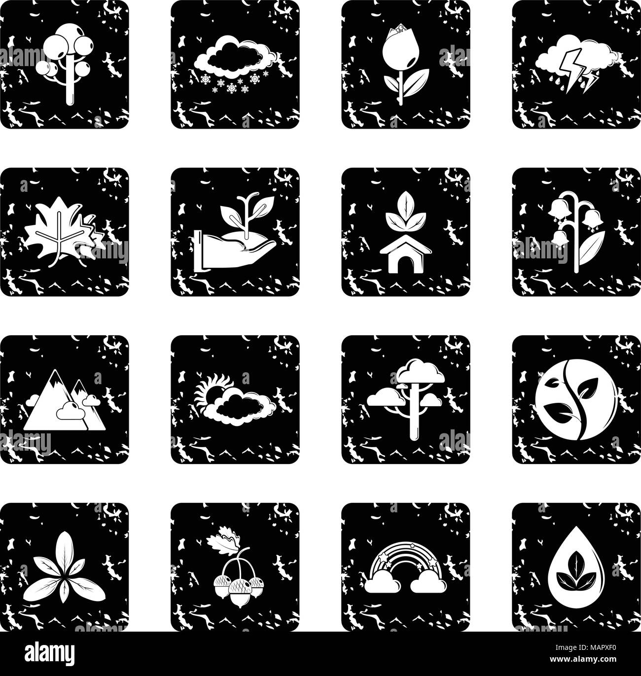 Nature icons set grunge vector Stock Vector Image & Art - Alamy