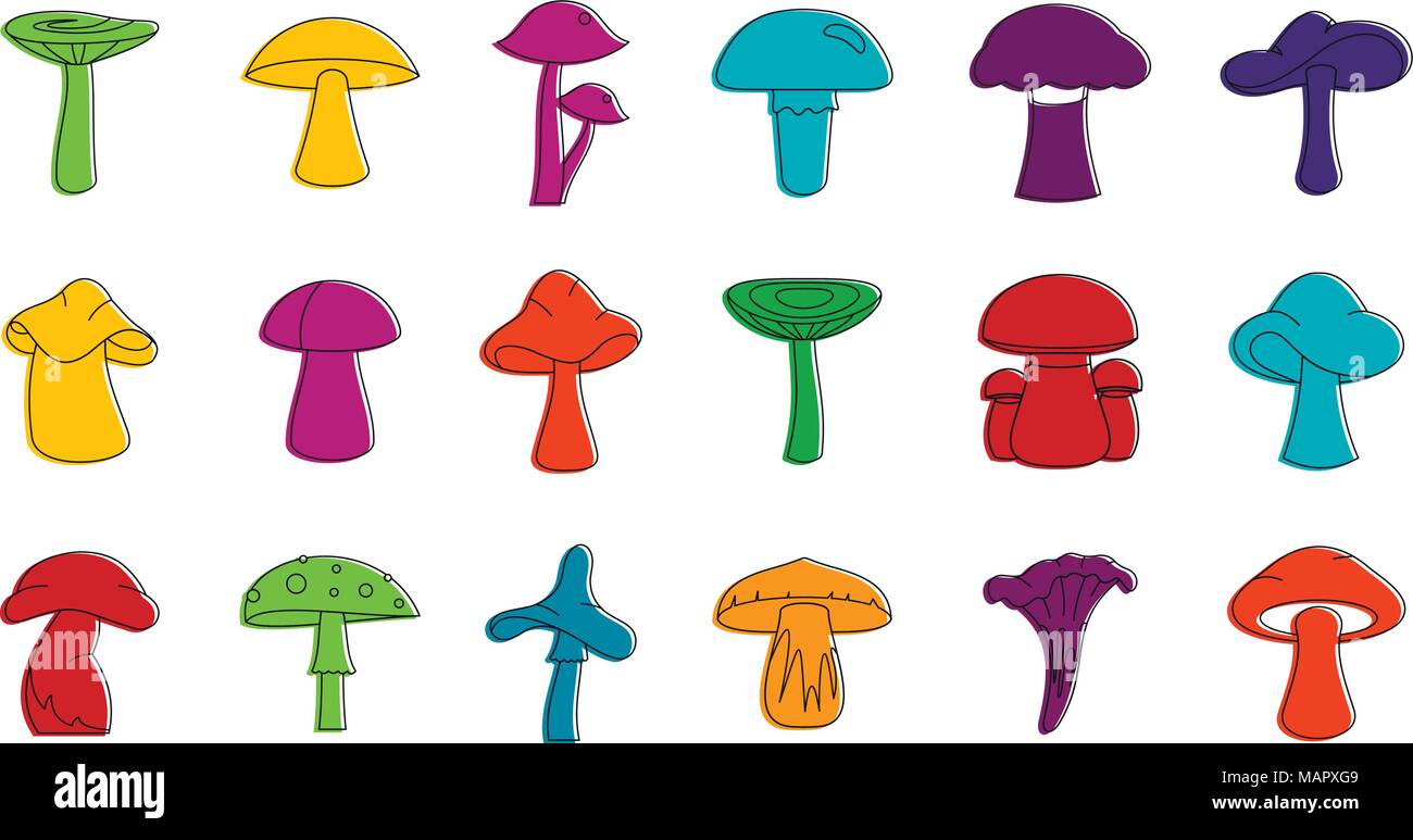 Mushroom icon set, color outline style Stock Vector Image & Art - Alamy