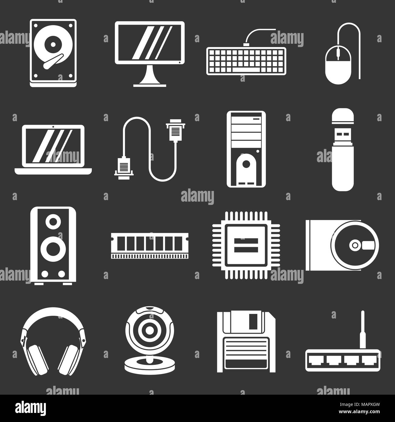 Computer icons set grey vector Stock Vector Image & Art - Alamy