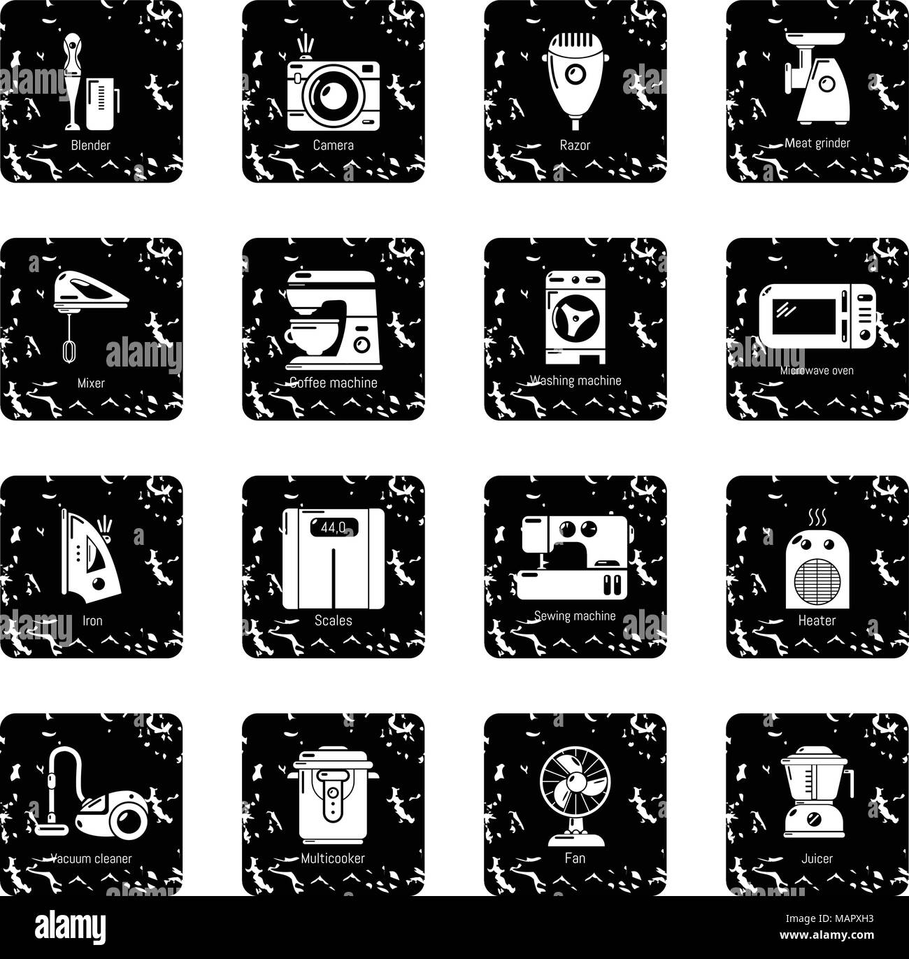 Domestic appliances icons set grunge vector Stock Vector Image & Art ...