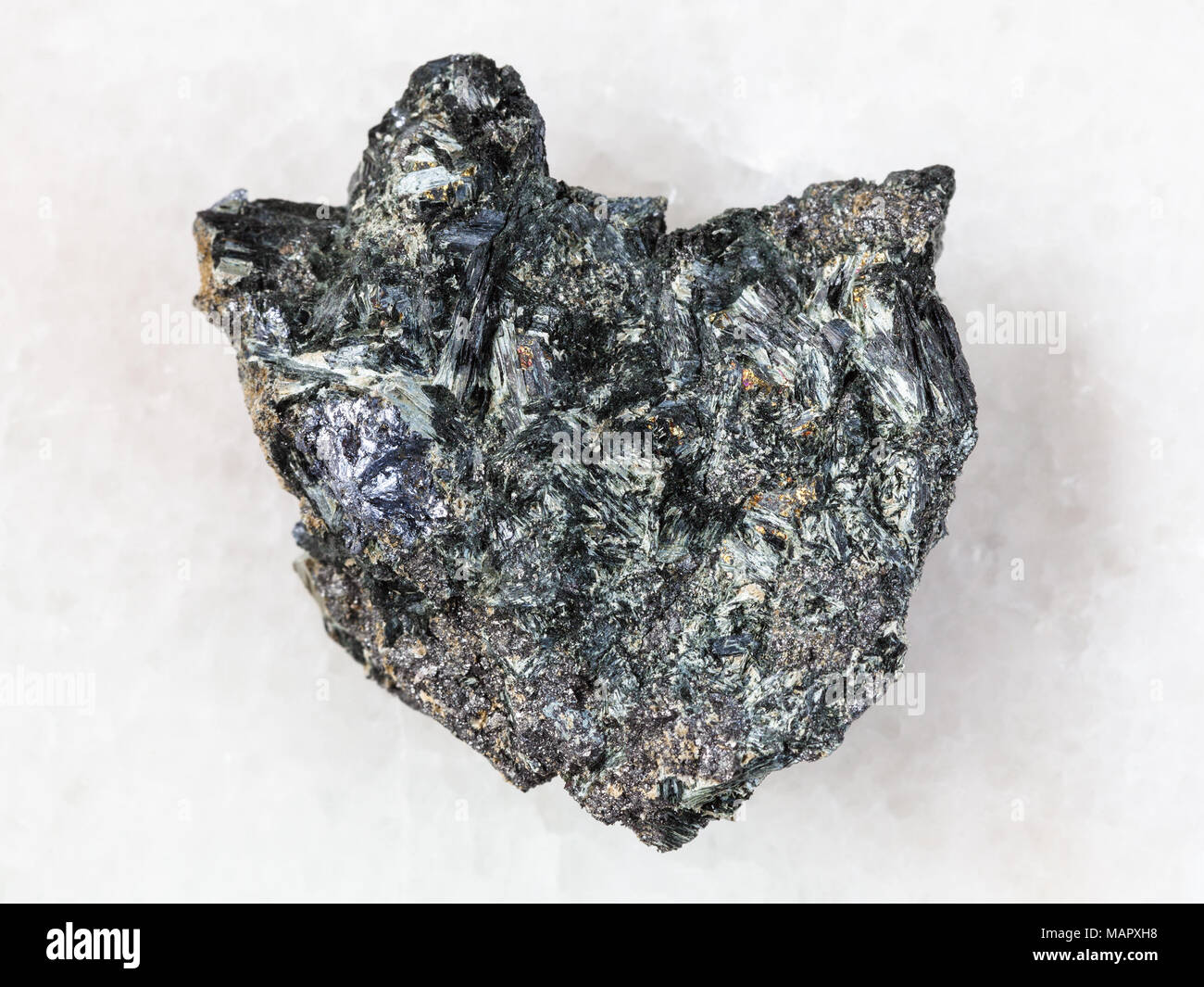 macro shooting of natural mineral rock specimen - Molybdenite crystal ...