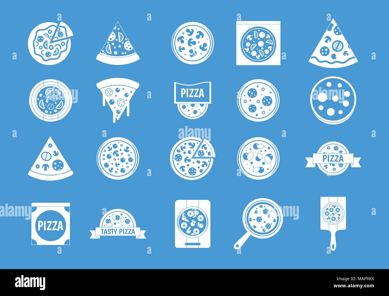 Pizza icon blue set vector Stock Vector Image & Art - Alamy