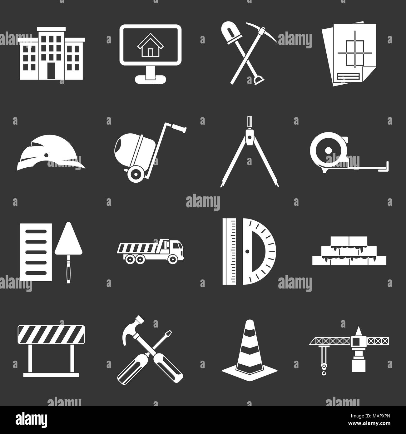 Construction icons set grey vector Stock Vector Image & Art - Alamy