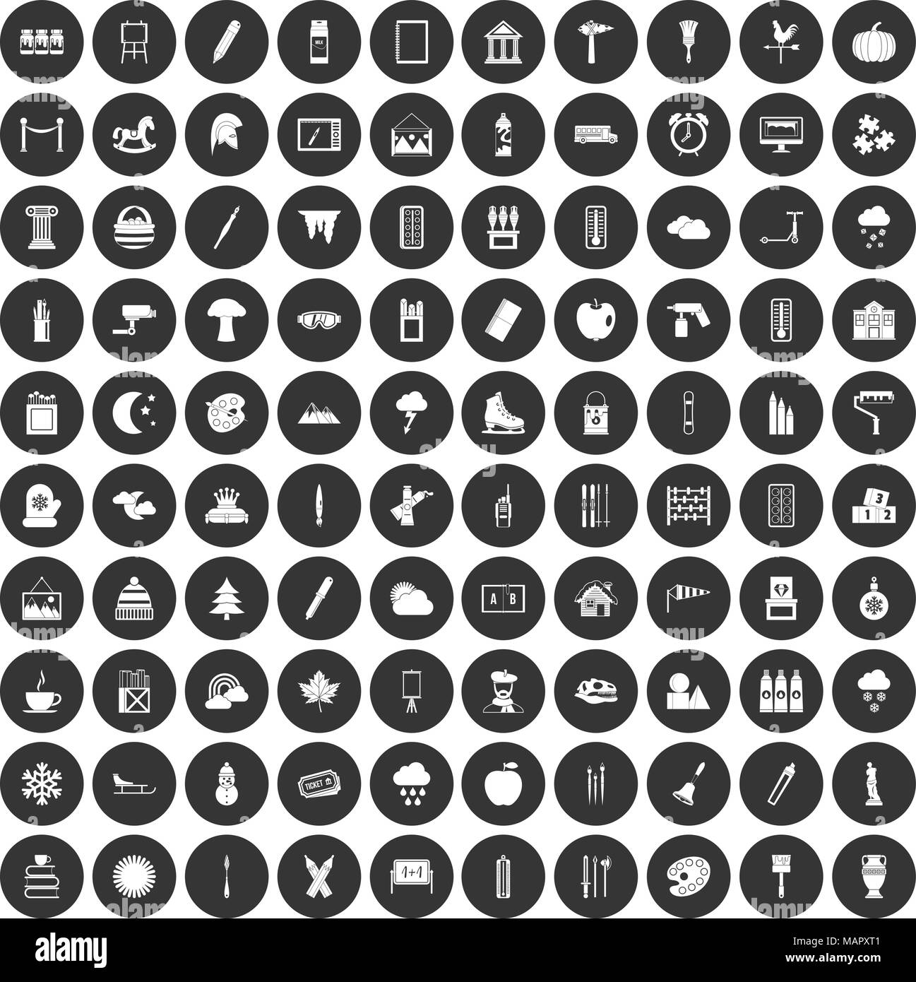 100 drawing icons set black circle Stock Vector Image & Art - Alamy
