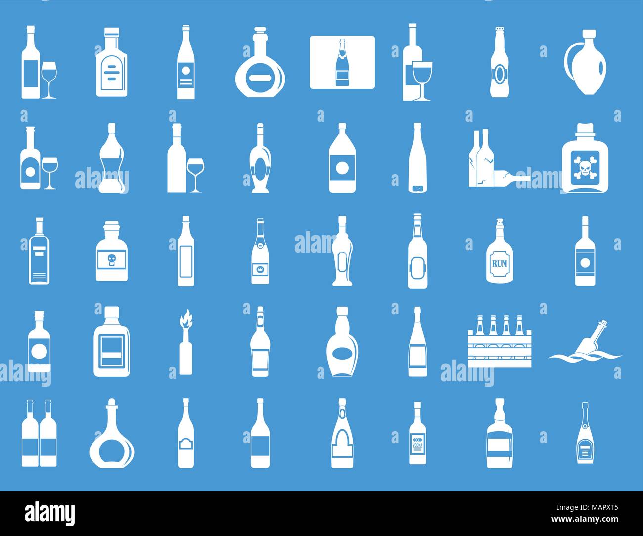 Alcohol bottle icon blue set vector Stock Vector Image & Art - Alamy