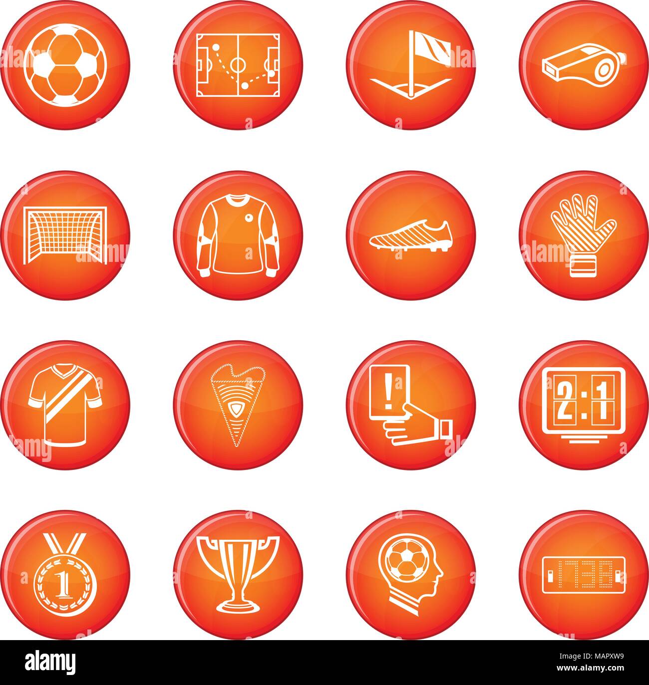 Soccer football icons set red vector Stock Vector Image & Art - Alamy