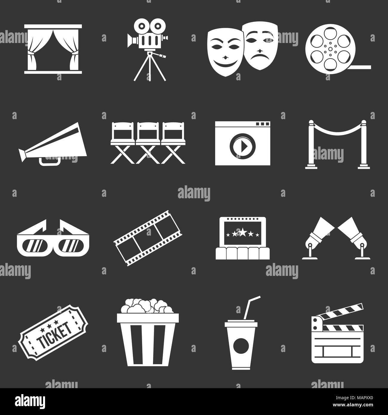 Cinema icons set grey vector Stock Vector Image & Art - Alamy