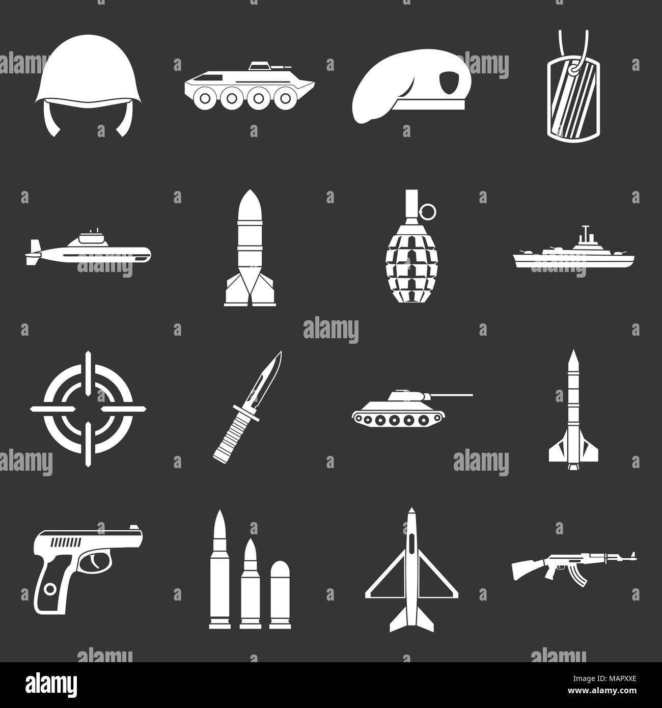 Military icons set grey vector Stock Vector Image & Art - Alamy