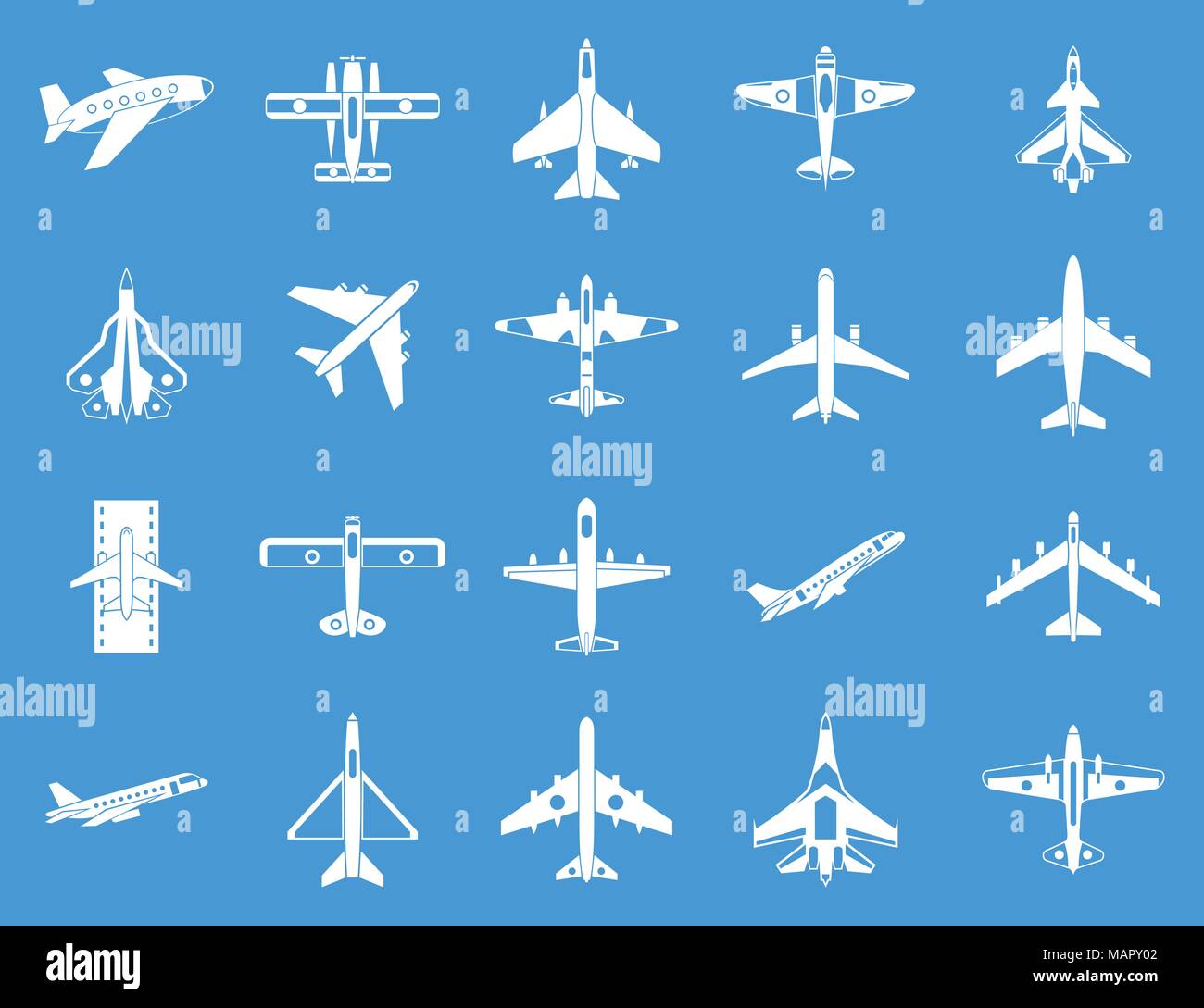 Plane icon blue set vector Stock Vector Image & Art - Alamy