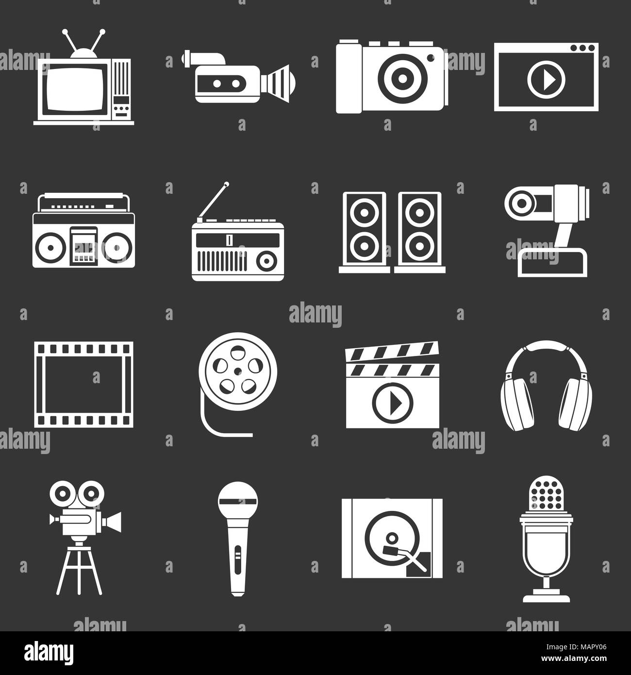 Audio and video icons set grey vector Stock Vector Image & Art - Alamy