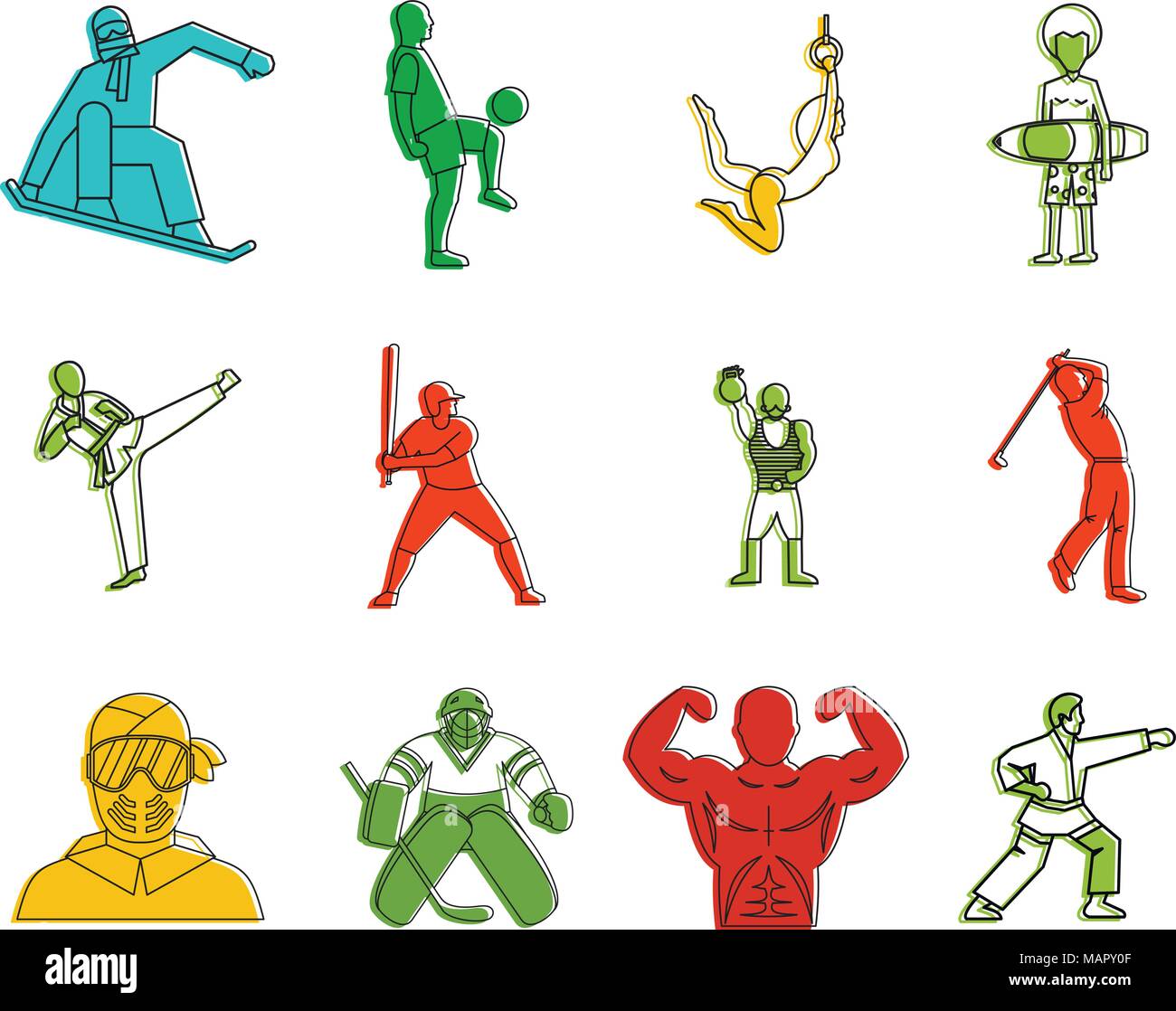 Sportsmen icon set, color outline style Stock Vector Image & Art - Alamy